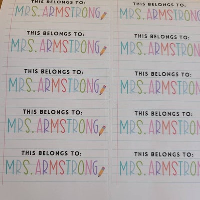 Teacher Book Labels Teacher Name Labels Personalized Teacher - Etsy