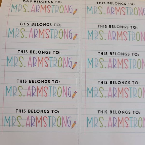 Teacher Book Labels Teacher Name Labels Personalized Teacher Stickers ...