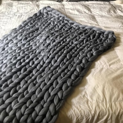 Chunky Knit Blanket, Blanket, Super Chunky Blanket, Giant Knit Blanket ...