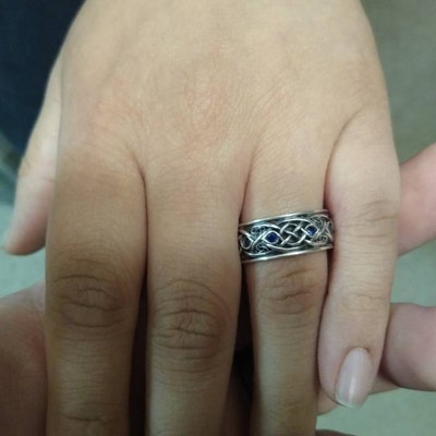 Infinity Wedding Band With Sapphires, Sterling Celtic Wedding Band ...