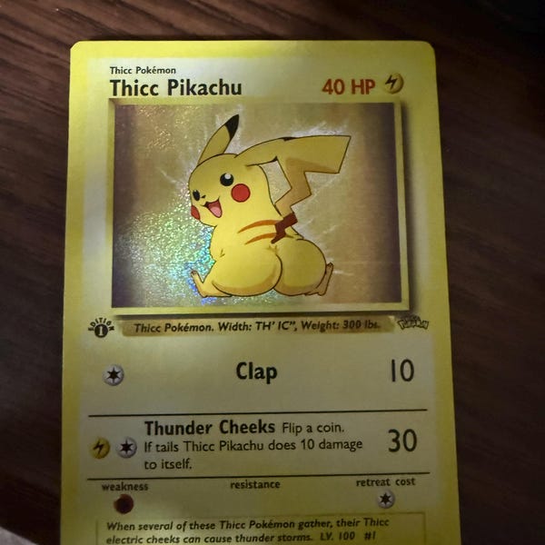 Custom-made Thicc Pikachu Card - Etsy