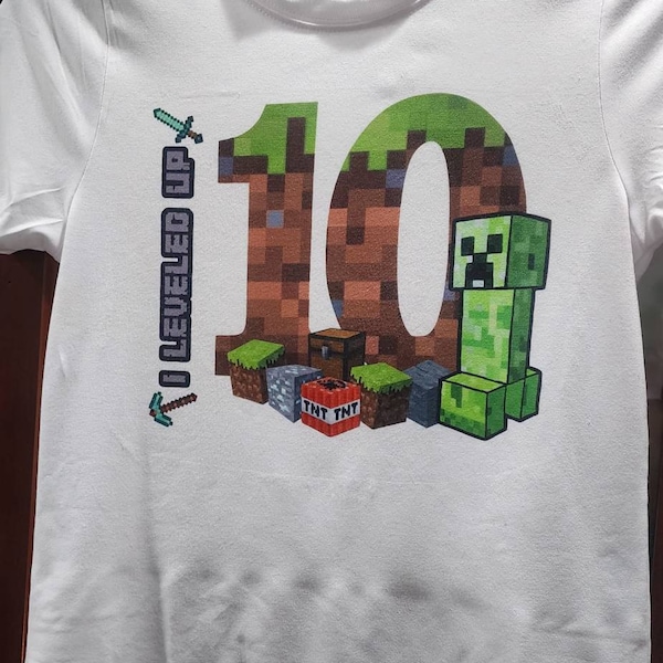 Minecraft Birthday Shirt - 10 Leveled Up - Etsy