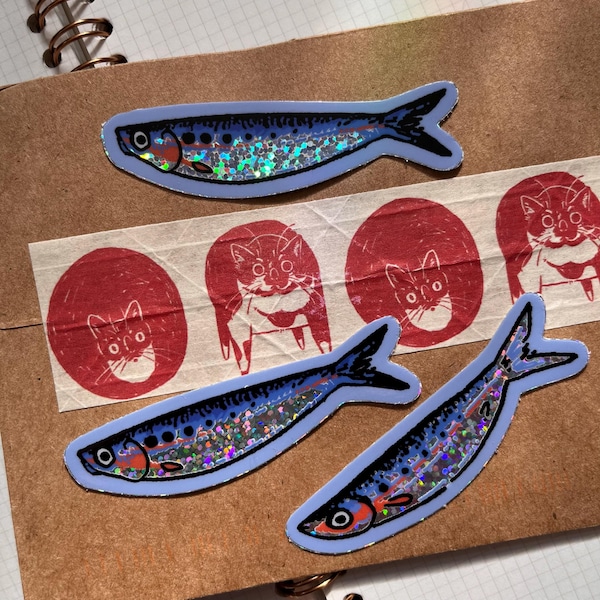 Silly Sardines - Fish Glitter Stickers - 3 Inches - Etsy