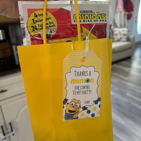 4" Personalized Printable Minion Thank You Tags,birthday Gift Tags ...