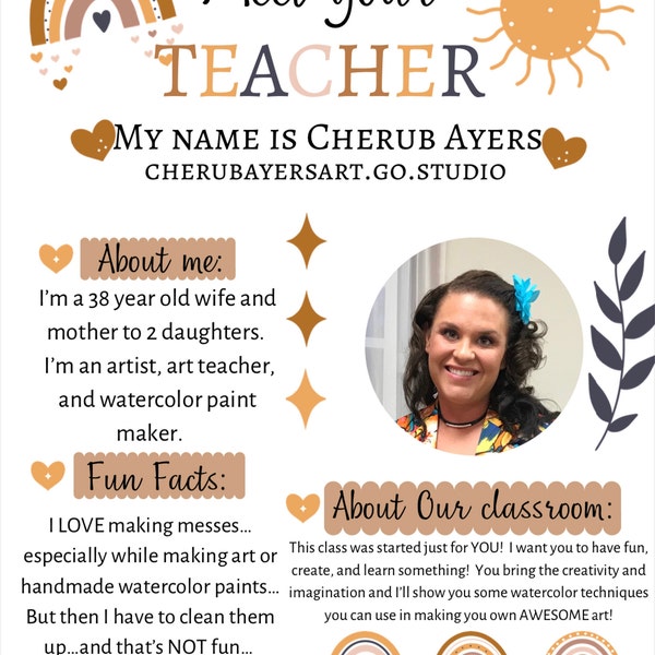 Meet the Teacher Editable Canva Template, Boho Rainbow Classroom Decor ...