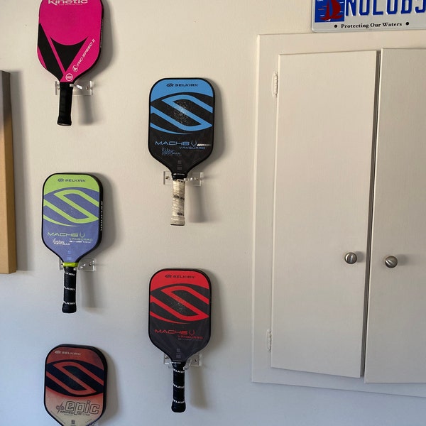 Clear Acrylic Vertical Pickleball Ping Pong Paddle Wall Mount Bracket ...