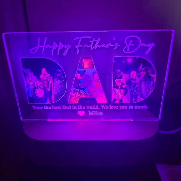Personalized Dad Photo With Name Night Light Happy Fathers Day T