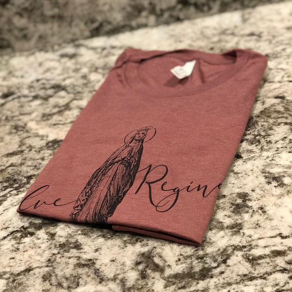 Salve Regina - Hail Holy Queen in Latin - Mary T Shirt - Short Sleeve ...