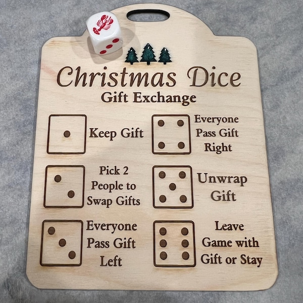 DIGITAL Christmas Dice Gift Exchange Game SVG File Tested in Glowforge ...
