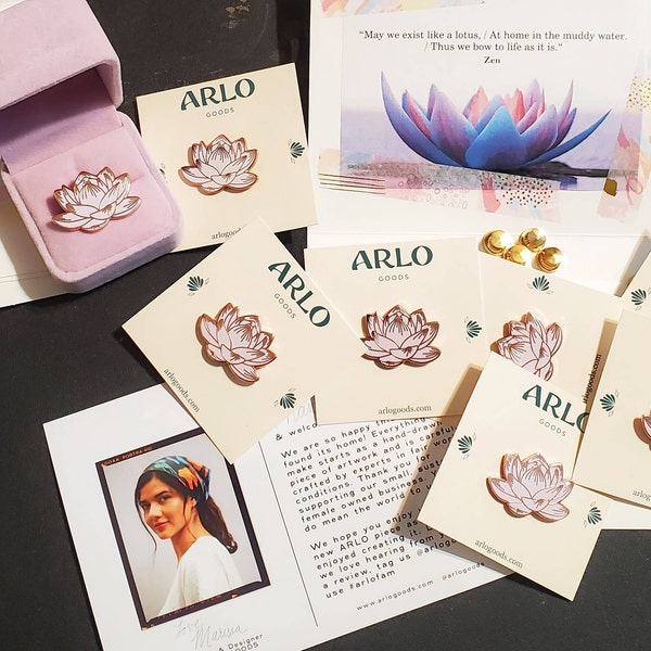 Lotus Enamel Pin, Floral Enamel Pin Needle Minder Pink Flower Jacket ...