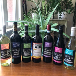 New Mom Wine Labels Mom Wine Label New Mom Gift Custom Set of Wine ...