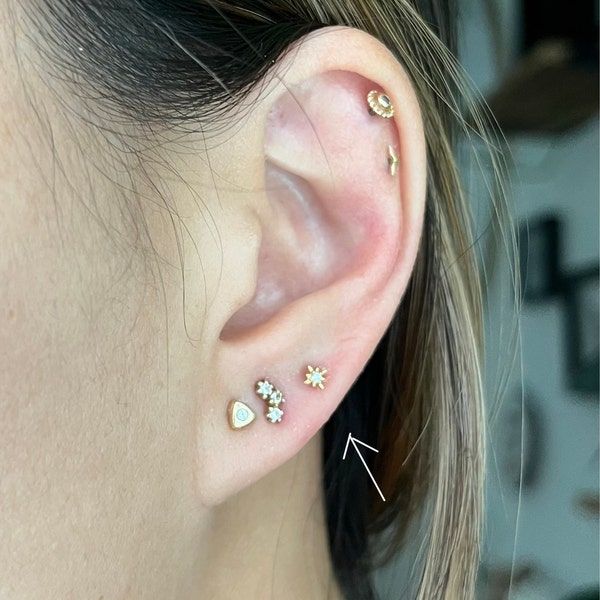 18g Dainty Starburst Piercing (single), Screw Ball End Piercing, 925 ...