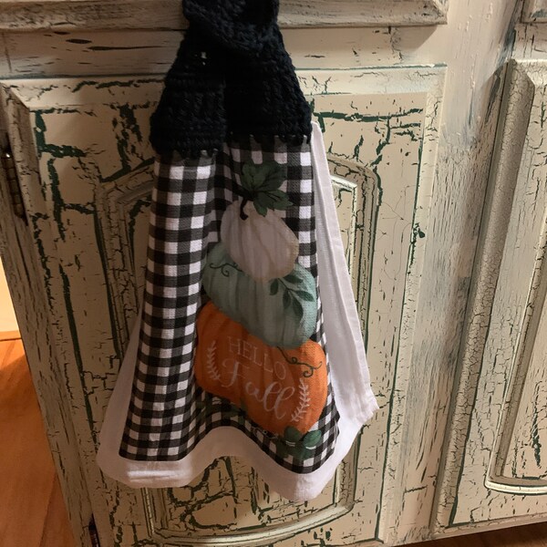 Kitchen Towels With Crocheted Top-button/hanging Dish Towels - Etsy