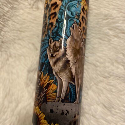 Western Sunflower Wolves 20oz Skinny Tumbler Png Sublimation Design ...