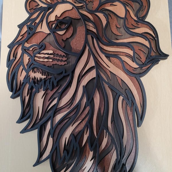 Multilayer Lion Laser Cut File 3D Layered Safari Laser Cut Dxf Dwg Lion ...