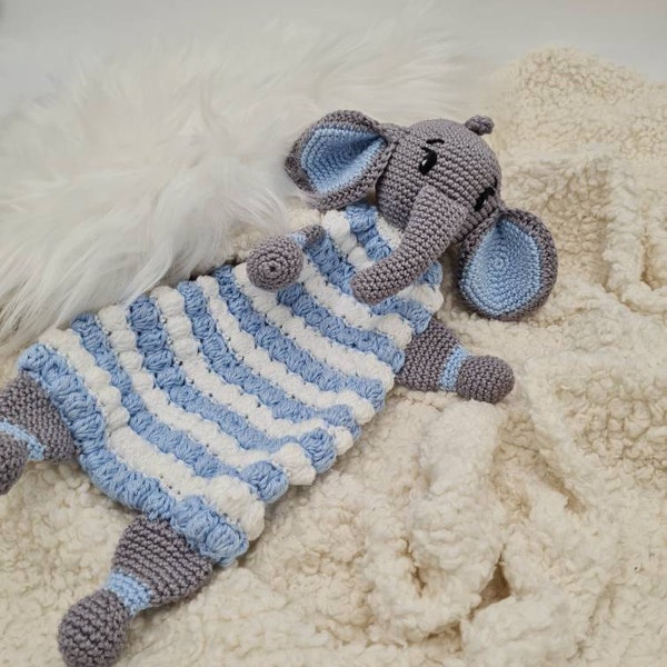 Сomforter & Rattle ELEPHANT | Security Blanket | Crochet Lovey | Lovey ...