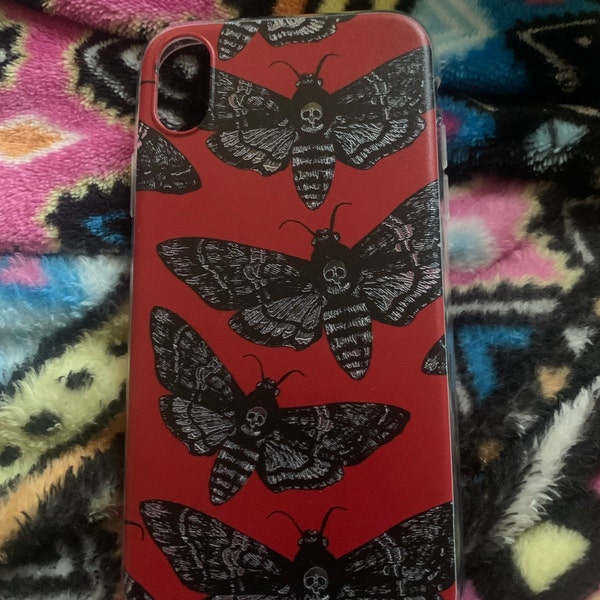 Moth iPhone Case Red Horror iPhone 11 Pro XR X 8 7 Goth Skull Case for ...