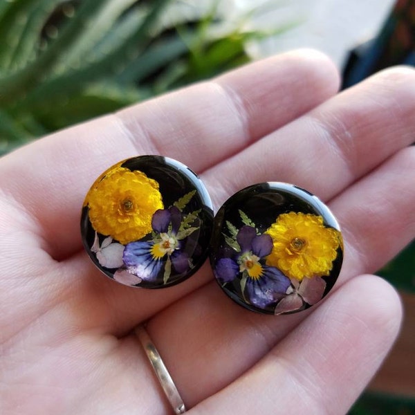 Forest Pendant With Real Mushrooms, Hepatica Flowers, Fern, Pink ...