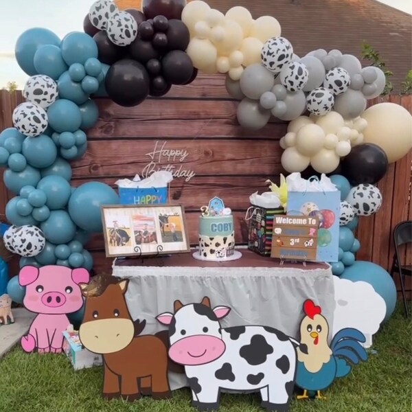 Farm Balloon Garland Kit/ Cow Print Balloon Arch/ Farm Theme Party ...