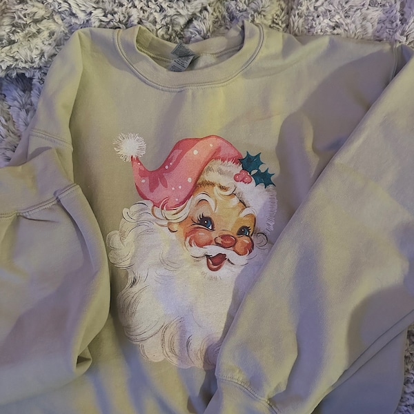 Pink Santa Retro Christmas T-shirts Sweatshirts for Women Pink ...