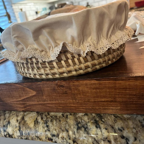 Muslin & Lace Large Bowl Cover / Sourdough Proofing Basket Bonnet ...