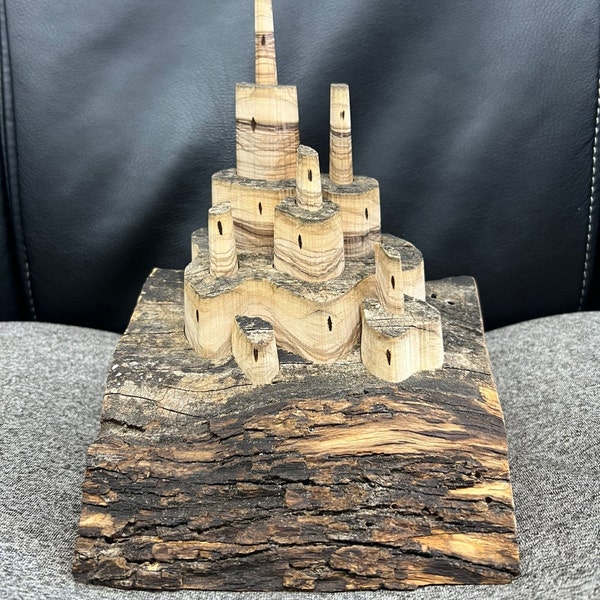 Wooden Pop up Castle Carved From a Garden Tree Log Expending Into a ...