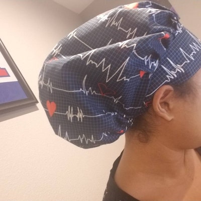 Scrub Caps Cardiac EKG Rhythm-scrubheads-scrub Cap-bouffant Scrub Hat ...