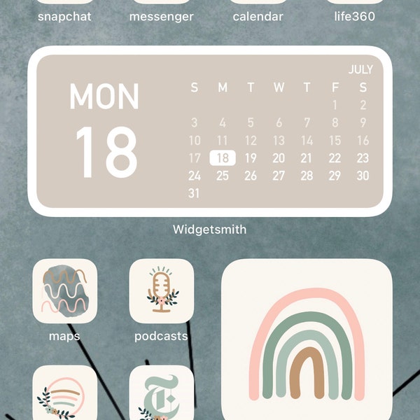 Boho Ios Handdrawn App Icons Boho Love Theme Pack Aesthetic Pink Blue ...