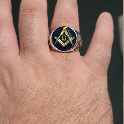 Masonic Ring Blue Lodge Signet Ring Master Mason Freemason Jewelry Gift ...