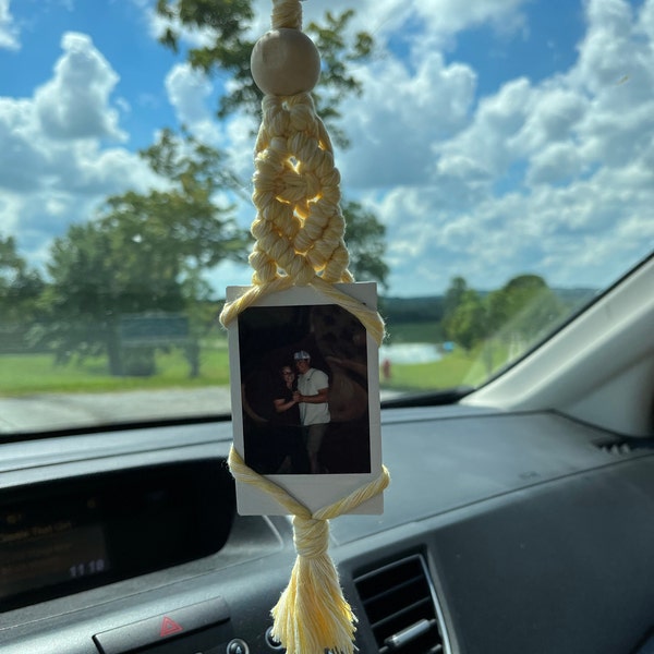 Macrame Instax Holder Car Charm // Instax Rearview Mirror Charm ...