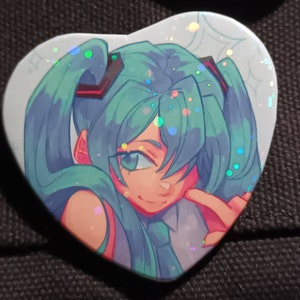 Miku Holographic Heart Buttons - Etsy