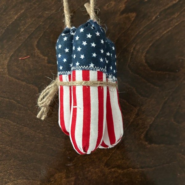 Set of 3 Stuffed Firecracker / Farmhouse Decor Cottage Style Fabric ...