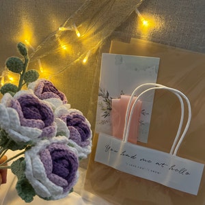 4/6pack Crochet Gradient Rose Flowers for Home Deco,handmade Knitted ...