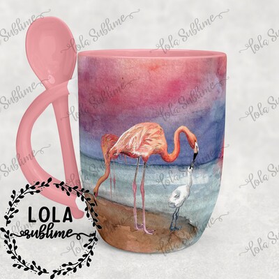 Dye Sublimation Mug With Spoon in Handle Mockup Add Your Own Image and ...