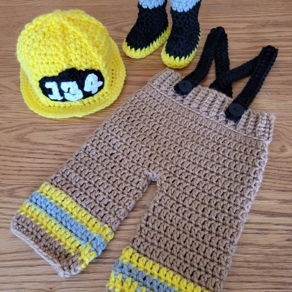 CROCHET PATTERN Newborn Baby Girl Fireman Firefighter Hat, Skirt ...