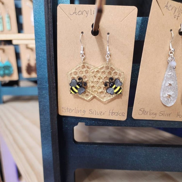 TRÈ Designs HONEYCOMB BEE Earrings Digital File Vector Svg, Dxf, for ...