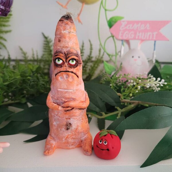 Grumpy Pickle in a Jar Sculpture, One of a Kind Whimsical Art , Unique ...