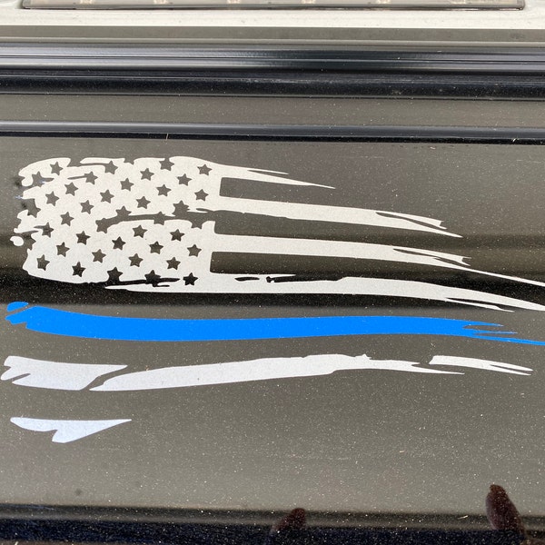 American Flag Blue Line Custom Vinyl Decal Sticker - Choose Your Color ...