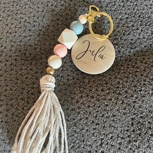 Personalized Boho Keychain Soft Bead Keychain Gifts for Her - Etsy