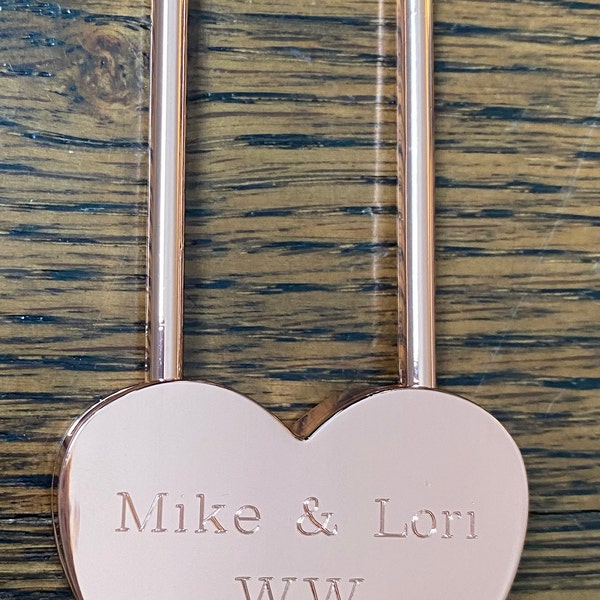 Customized Heart Lock Rose Gold Heart Shaped Padlock With Key Engraved ...