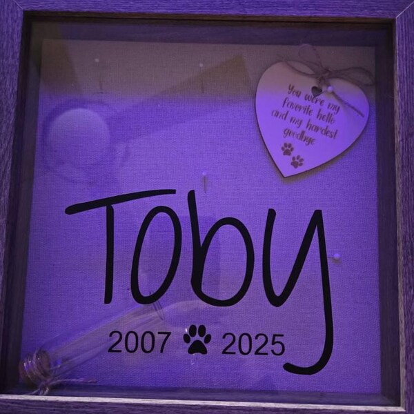 Dog Memorial Shadowbox for Pawprint, Pet Memorial Gift, Dog Memorial ...