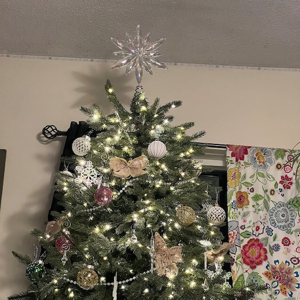 13.5 Plug-in Lighted Glitter Star Tree Topper Christmas Holiday Tree ...