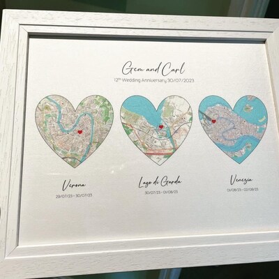 Bespoke Silk Our Love Story Map Art Any 3 Locations Romantic - Etsy