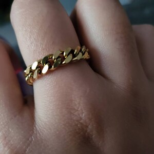 Gold Chain Ring, Gold Stacking Ring, Thick Chain Ring, Curb Chain Ring ...