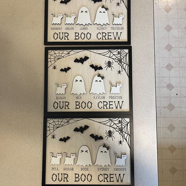Personalized Ghost Family Wood Sign, Boo Family Sign, Custom Halloween ...