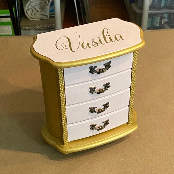 Elegant Women's Jewelry Box Sophisticated Hand Painted Gold Spotted ...
