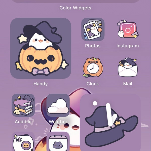 Spooky Kitty Icon Set | Kawaii Halloween Aesthetic Theme for Android ...