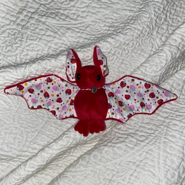 Strawberry Red Bat Plush, Stuffed Animal, Softie - Etsy