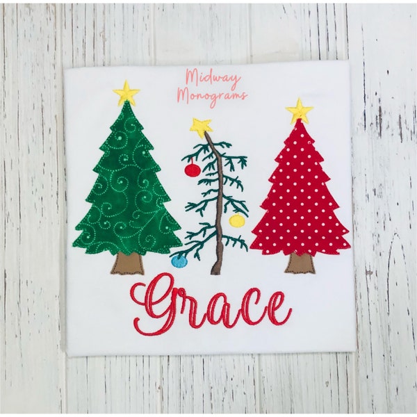 Raggedy Christmas Tree Trio Applique Design ~ 2 Applique Trees 1 C ...