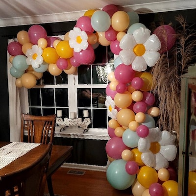 128pcs Daisy Flower Balloon Garland Arch Kit 60s 70s Party Two Groovy ...